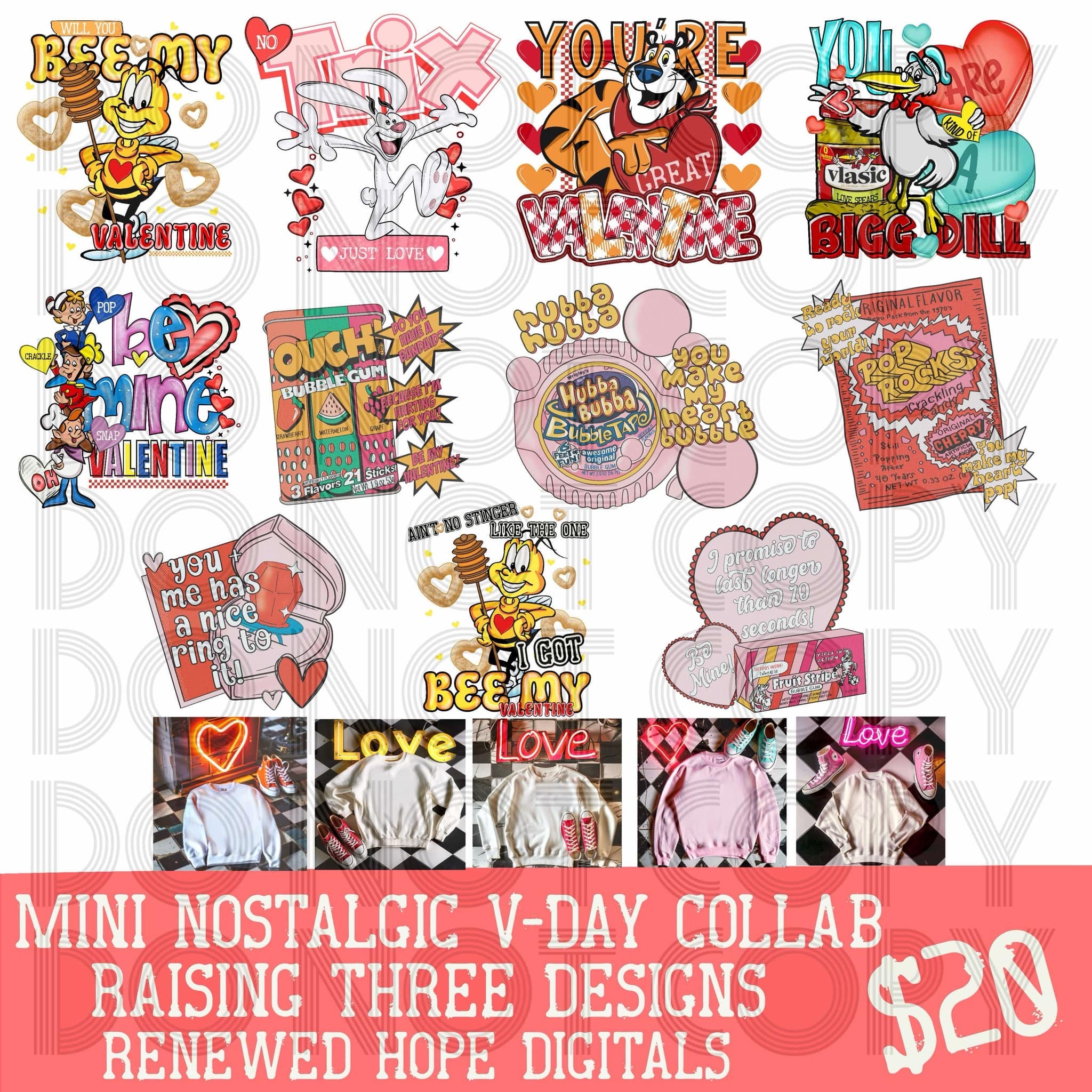 Nostalgic VDay Collab – Raising Three Designs